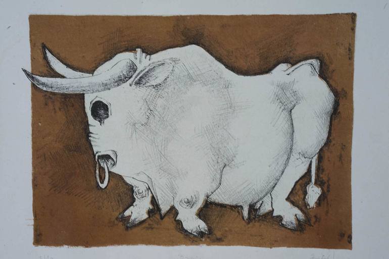 White bull - Limited Edition 3 of 10 Printmaking by bidzina kavtaradze ...