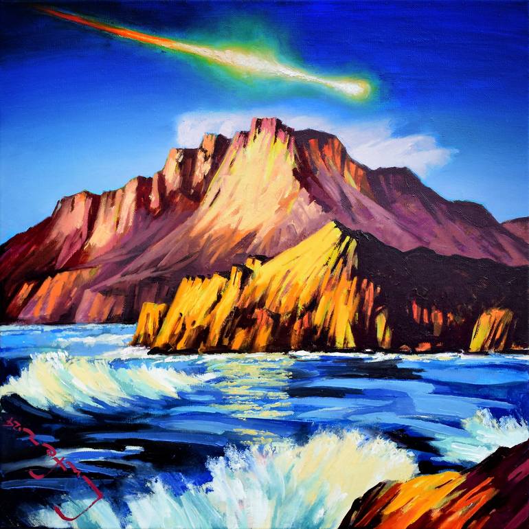Earth Landscapes (Fireball) Painting by Alexander Lufer | Saatchi Art