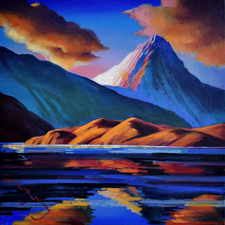 Earth Landscapes (Black Lake) Painting by Alexander Lufer | Saatchi Art