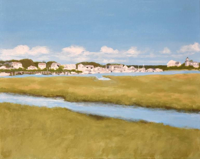 End of Summer, Point Judith Pond Painting by Richard Levy | Saatchi Art