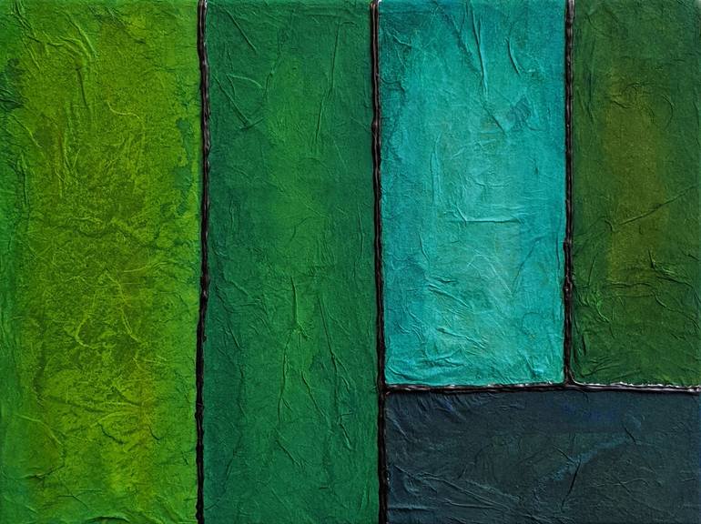 Tree Map in Greens Painting by amy e | Saatchi Art