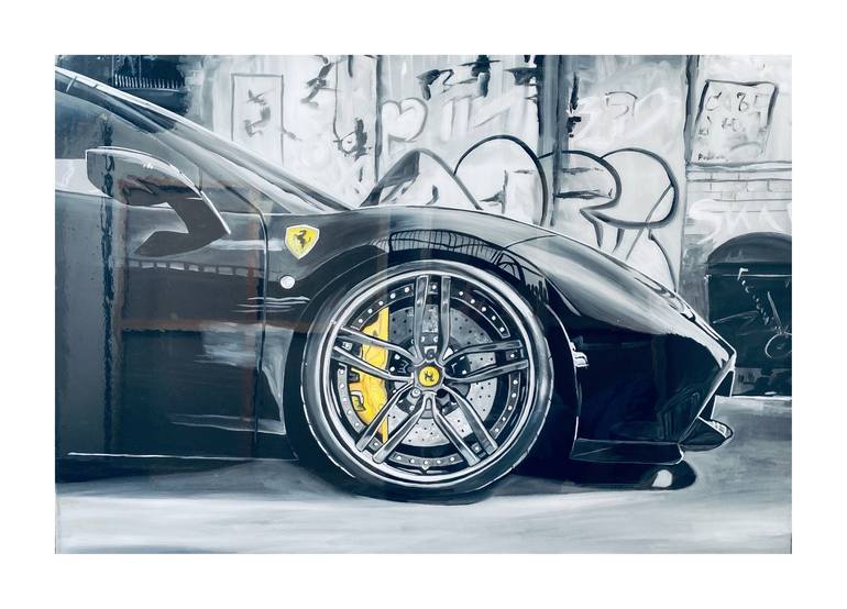 Black Ferrari Painting by Alisa Shem | Saatchi Art