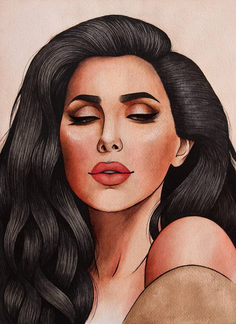 Huda Beauty Painting by Doaa Moaz | Saatchi Art