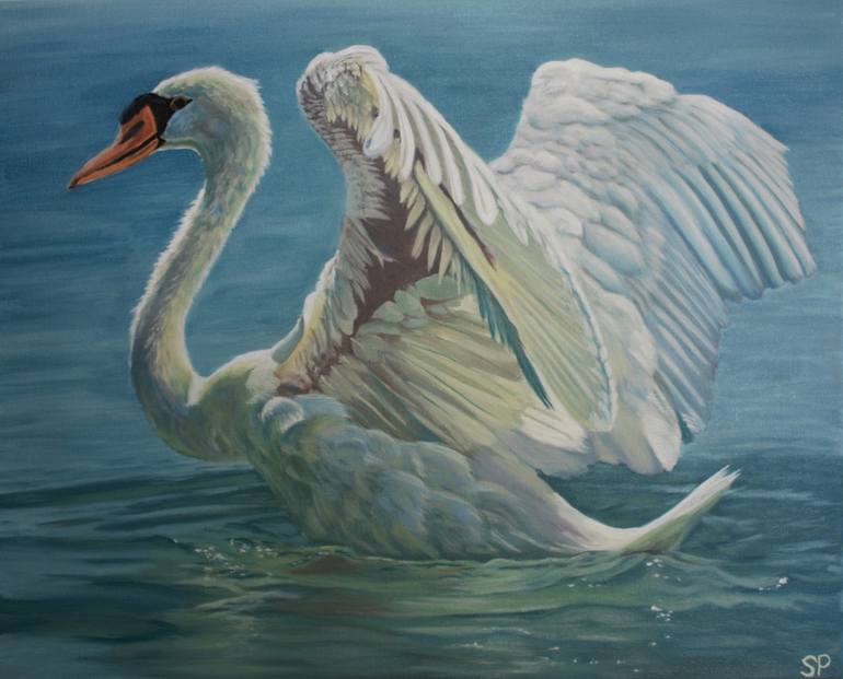 Swan in sunlight Painting by Sara Pike | Saatchi Art