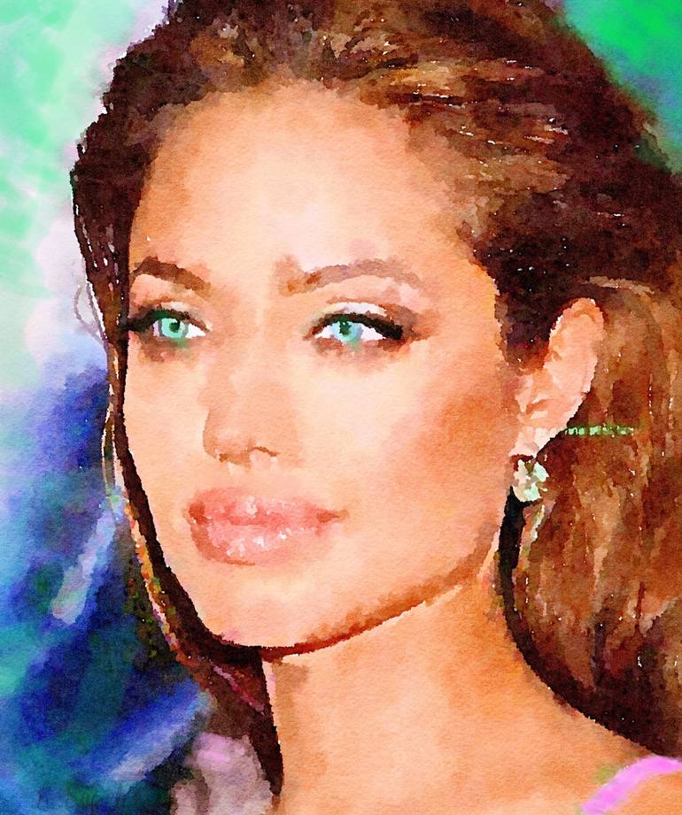 Portrait of Angelina Jolie Painting by Kath Sapeha | Saatchi Art