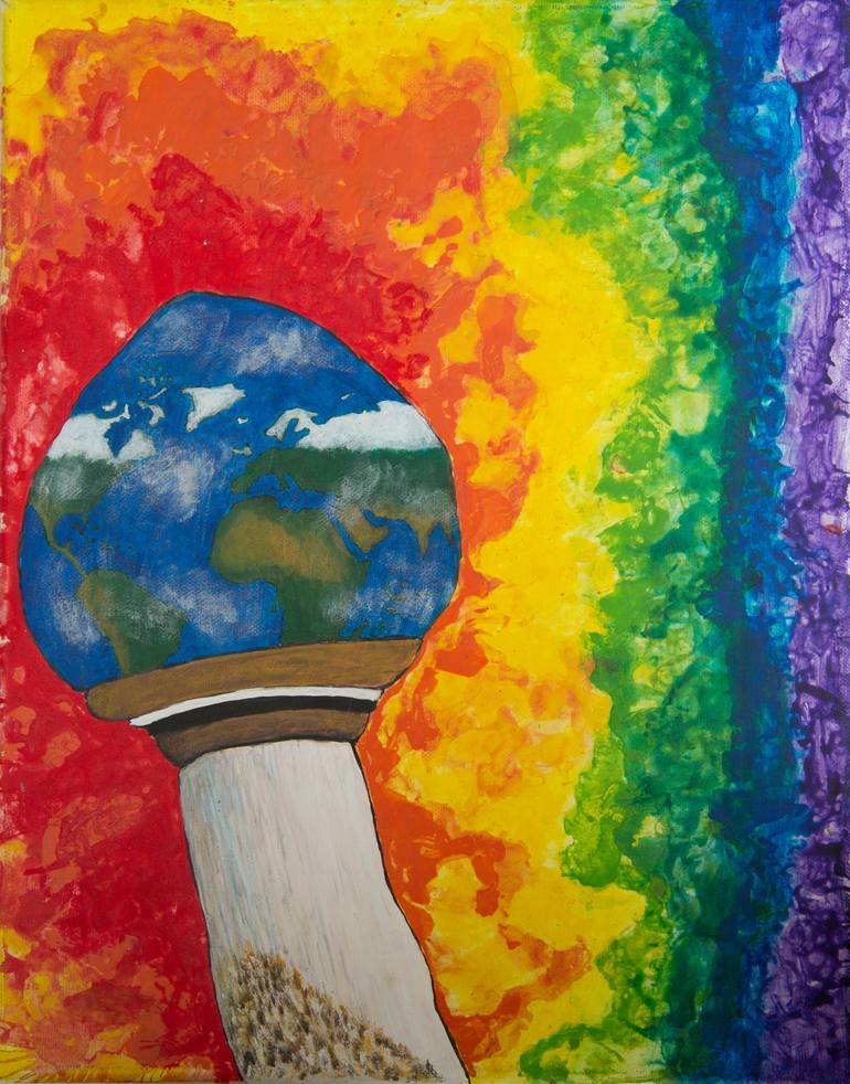 Colorful capped world Painting by Michael Vesely | Saatchi Art