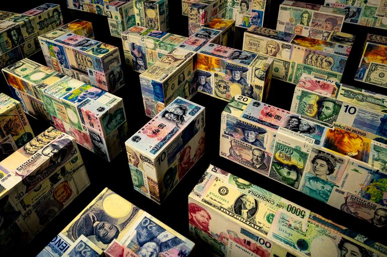 MONEY MAZE OF PRE-EURO CURRENCY Sculpture by George Diebold | Saatchi Art
