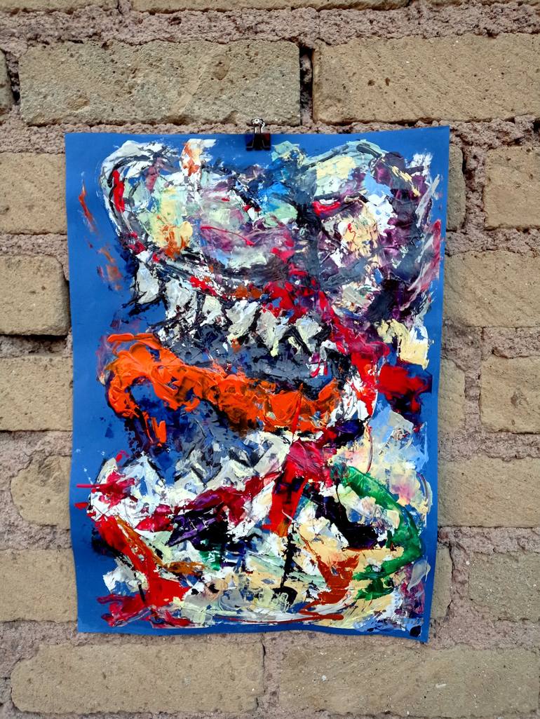 Mostro Blu Painting by Mengu Tarlakazan | Saatchi Art