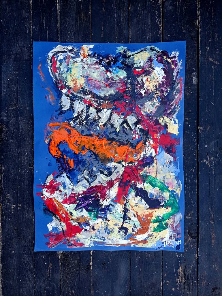 Mostro Blu Painting by Mengu Tarlakazan | Saatchi Art