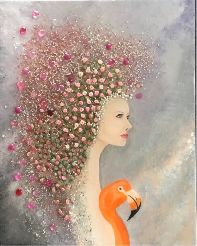 The Flamingo Keeper Painting by mirinka bendova | Saatchi Art