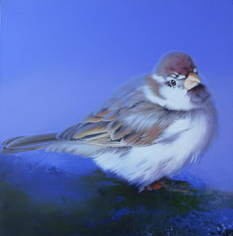 Passerotto Painting by Ines Daniela Bertolino | Saatchi Art