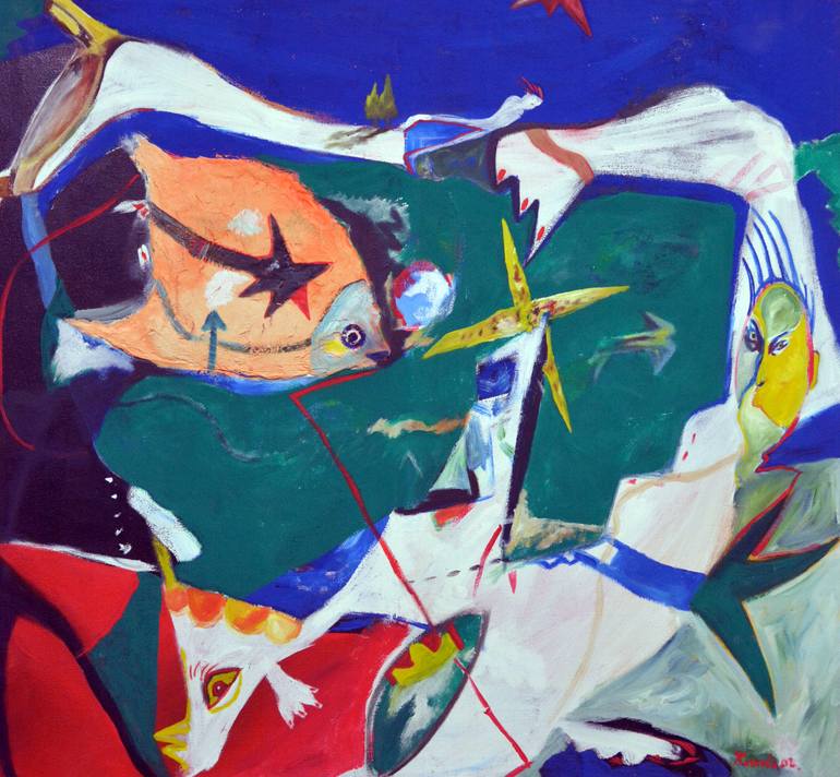 Orange fish Painting by Marjan Karavla | Saatchi Art