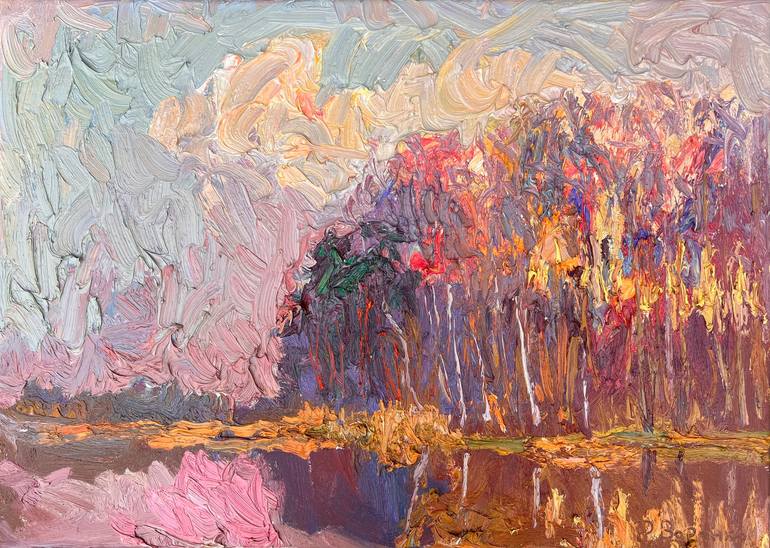 Spring’s Etude by the Forest Lake Painting by Rostyslav Voronko ...