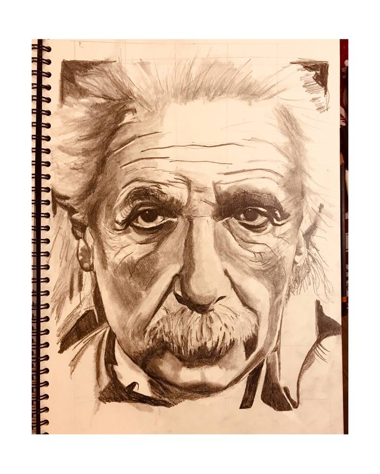 Einstein Drawing by Brooke Essapen | Saatchi Art