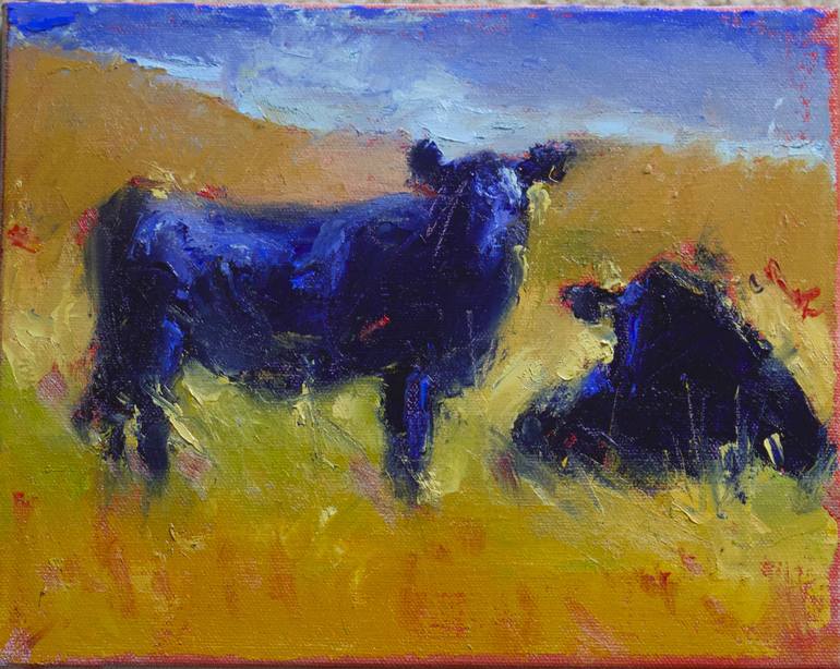 Cow Moos Painting by Marla Epstein | Saatchi Art