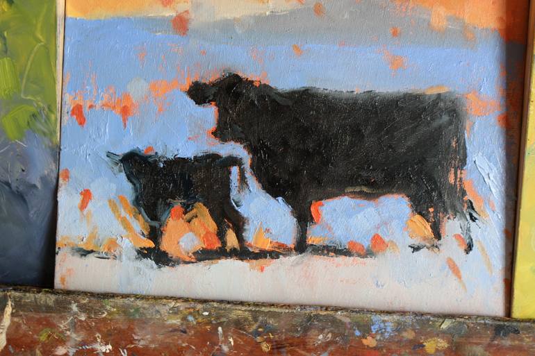Cows of Palomar Mountain Painting by Marla Epstein | Saatchi Art