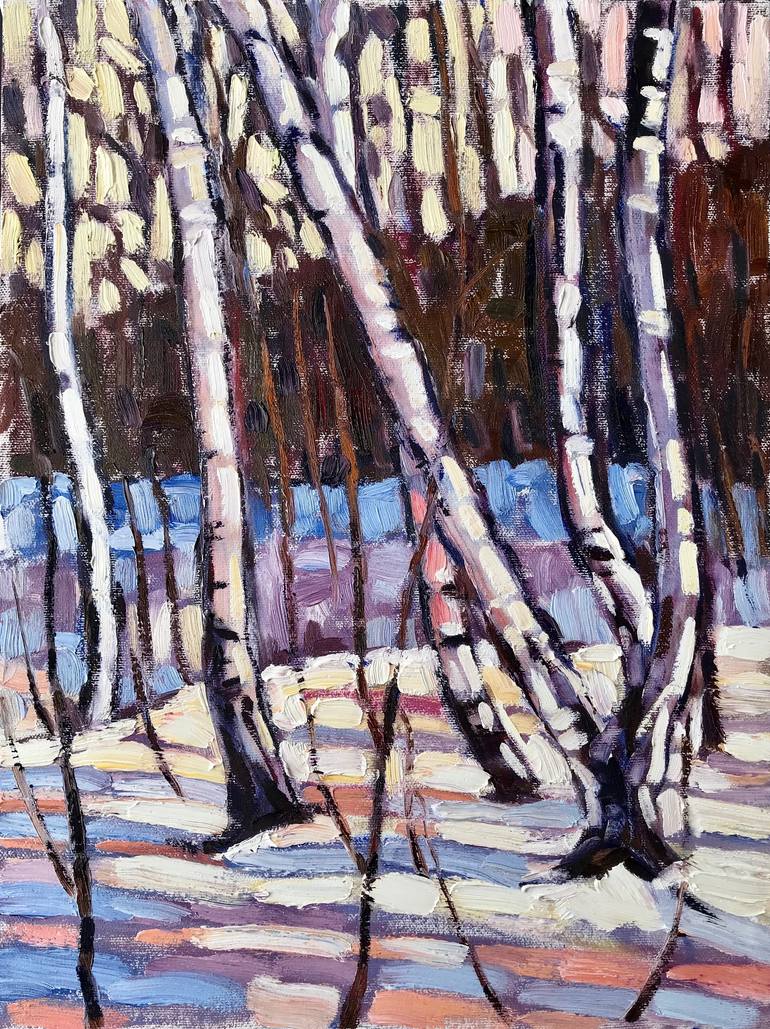 Birch trees in winter Painting by JLK paintings | Saatchi Art