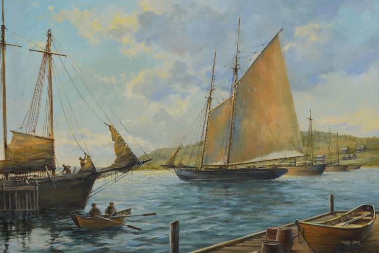 Leaving Harbour Painting by Wesley Lowe | Saatchi Art