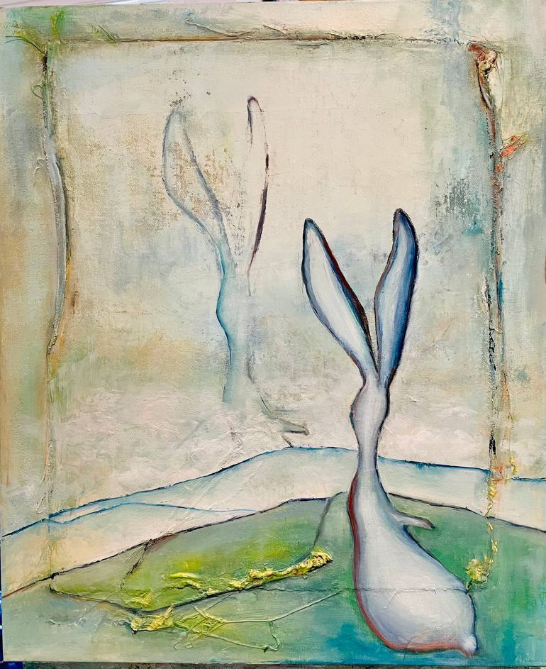 Peace Bunny Painting by Susan Fine | Saatchi Art