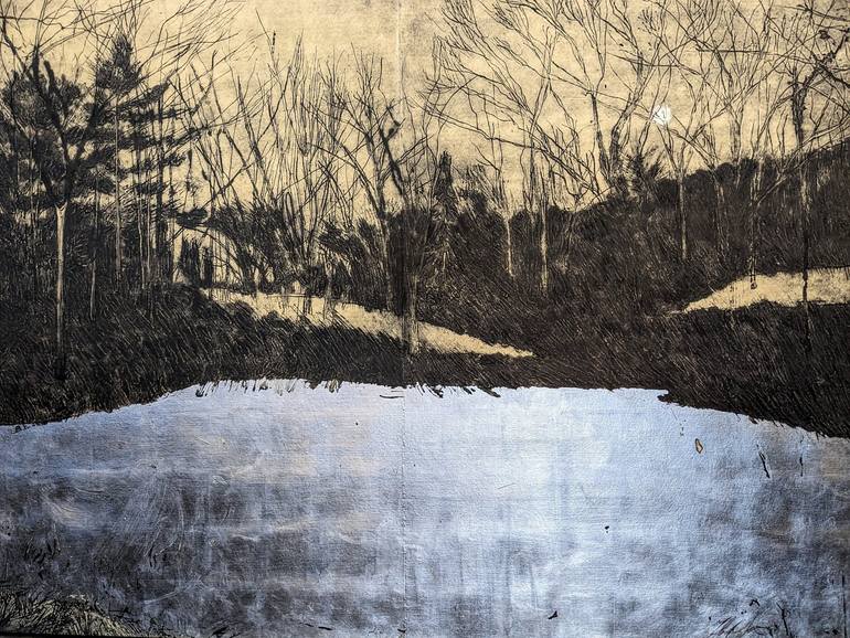 Winter Pond Printmaking by Helen Gotlib | Saatchi Art