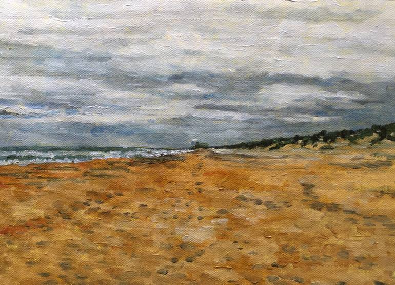 Beach at De Haan, Belgium Painting by Svetislav Meandzija | Saatchi Art