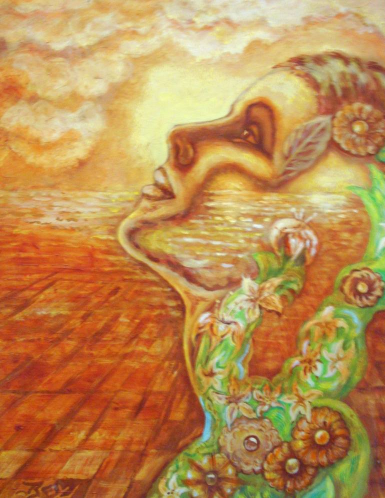 LOOK UP, GOLD Painting by Janet Boyd Art | Saatchi Art
