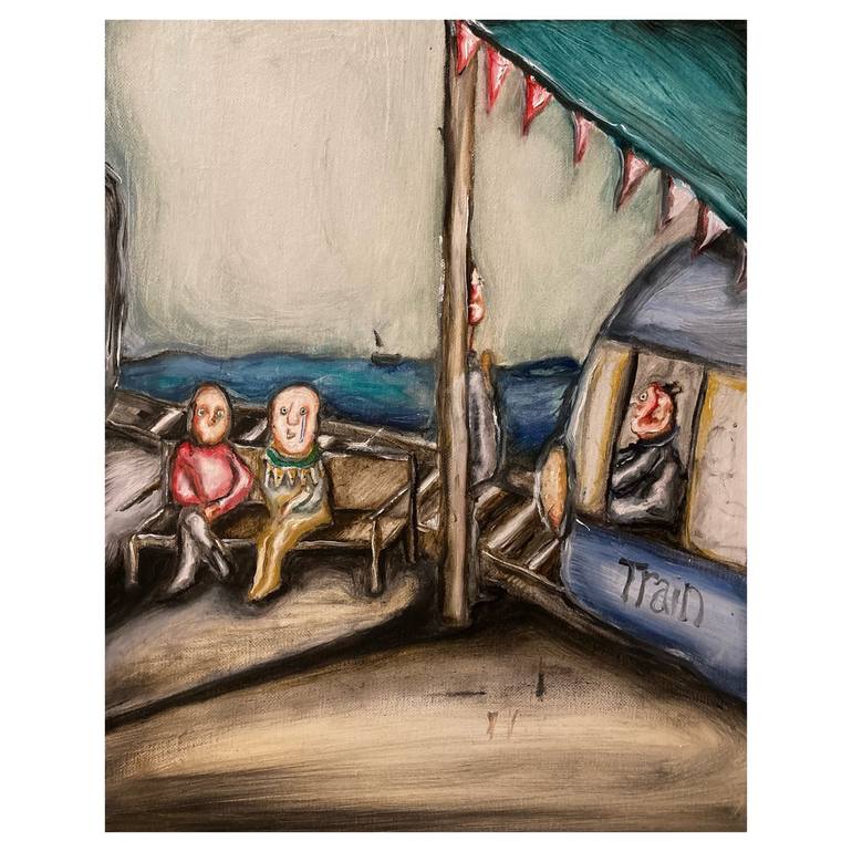 The Sea Train Painting by Charlotte Wainwright | Saatchi Art