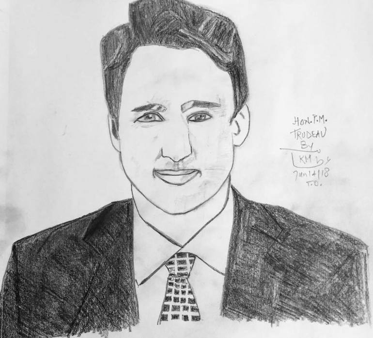 TM Trudeau Portrait Sketch Drawing by KM Ata | Saatchi Art