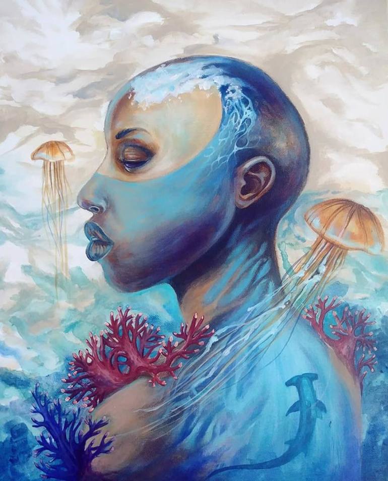 The waves of the mind Painting by Leyinska Gutierrez | Saatchi Art