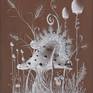 Spotted Mushroom and Caterpillar Drawing by Jessica Stepp | Saatchi Art