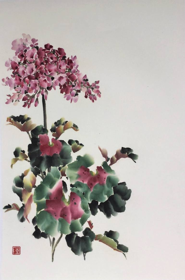 Geranium Painting by Christel Lane | Saatchi Art