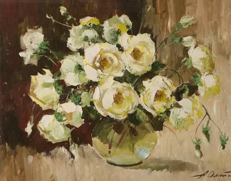 White roses Painting by Anna Oleinik | Saatchi Art
