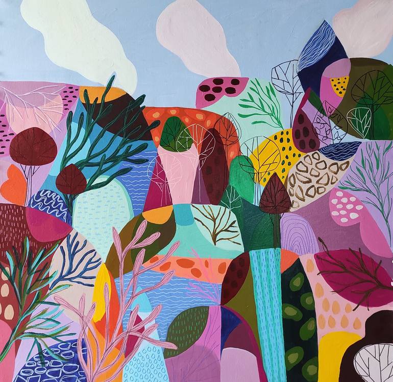 floating landscape Painting by Sophie Vanderfeld | Saatchi Art