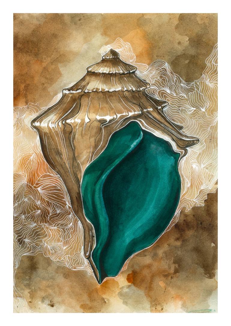 Emerald shell Painting by Alena Fedina | Saatchi Art
