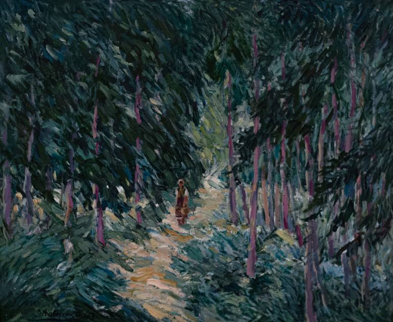 forest path Painting by pavel zhavoronkov | Saatchi Art