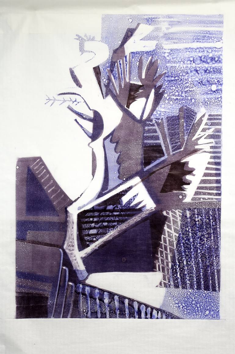 Beware of flowers huge monotype graphic print - Limited Edition of 1 Printmaking by Aleksandr ...