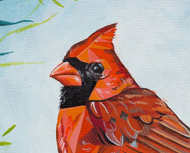 Cardinal bird Painting by Aleksandar Lukic | Saatchi Art