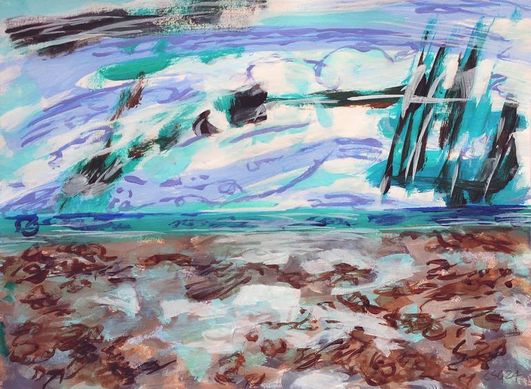 Beach and Sky Painting by Colin Gale | Saatchi Art