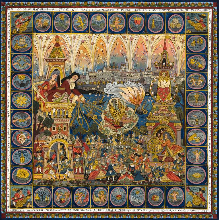 Firework with Cupid Painting by Olga Sokolova | Saatchi Art