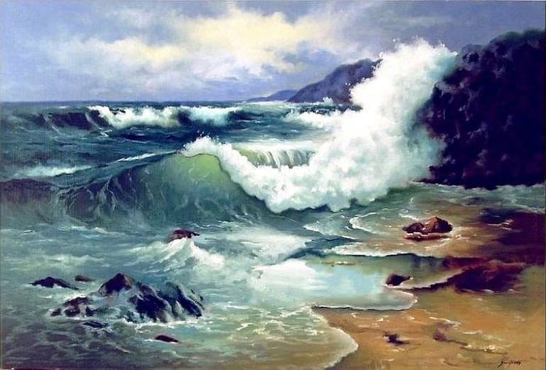 Angry Sea Painting by Sándor Száva | Saatchi Art