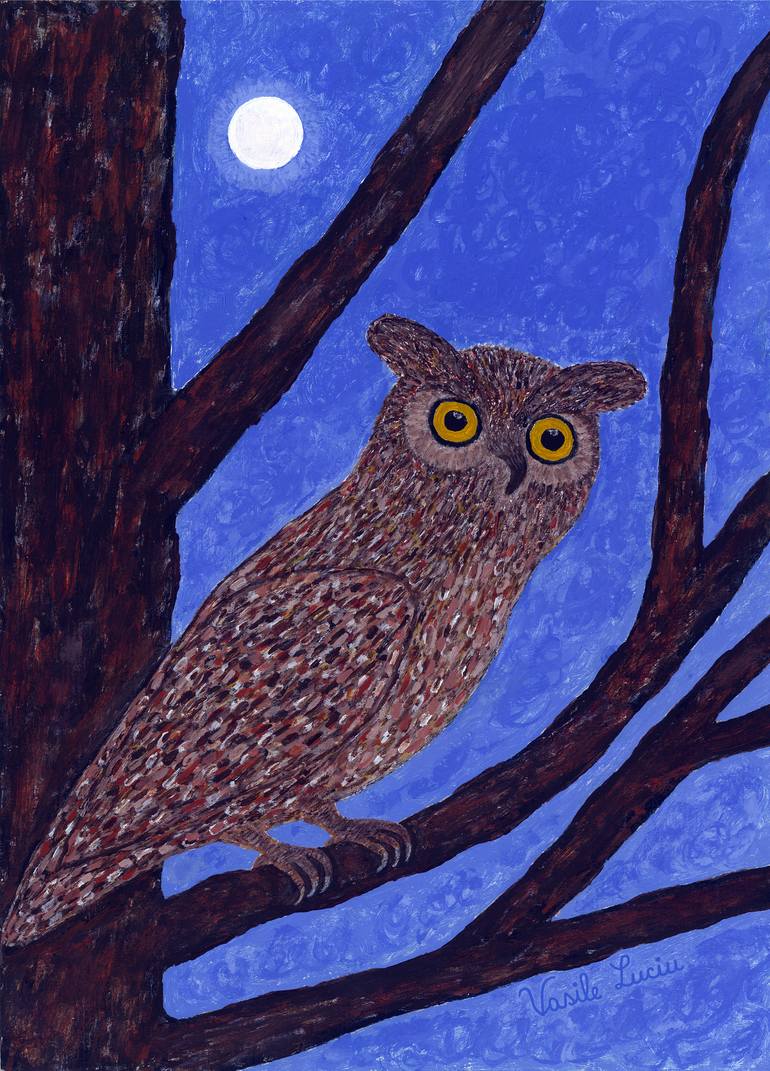 The Watchful Night Painting by Vasile Luciu | Saatchi Art