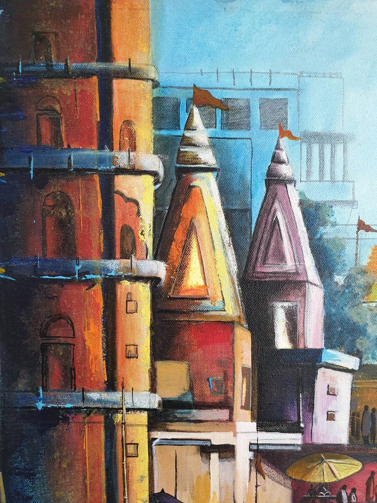 Varanasi Ghat of India Painting by Chetna Sharma | Saatchi Art