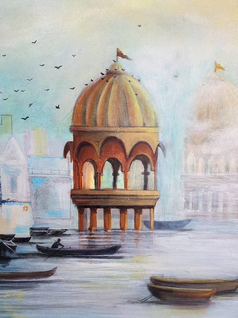 Varanasi Ghat of India Painting by Chetna Sharma | Saatchi Art