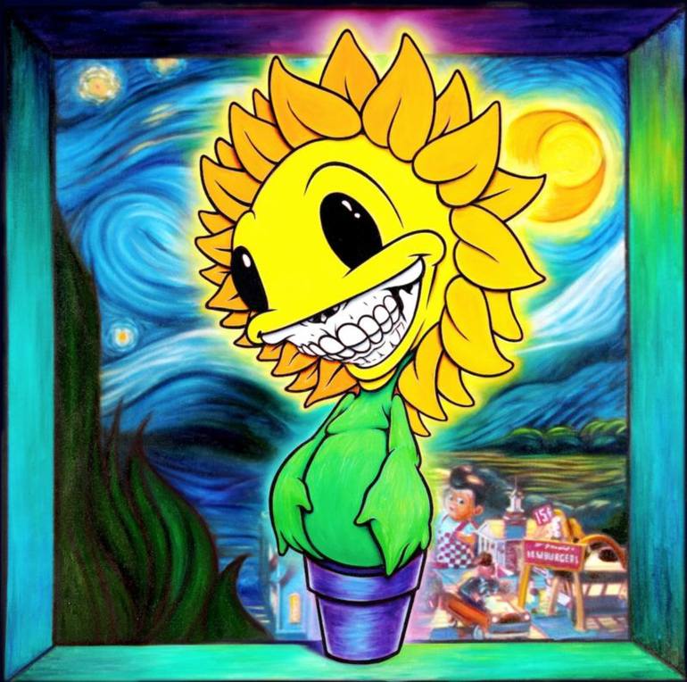 Sunflower Grinnie Painting by Apportfolio Art | Saatchi Art
