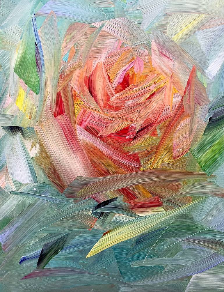 Coral whimsy fantasy rose Painting by Vera Kober | Saatchi Art