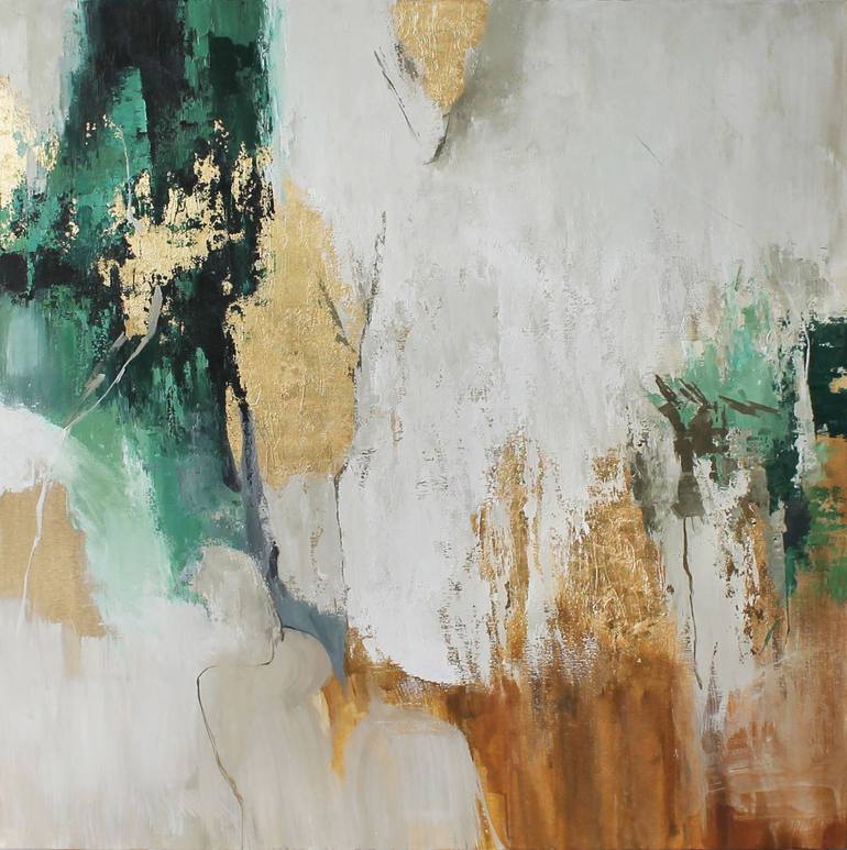 Green and Gold Abstract Painting Canvas named Green Sobriety 5 Painting ...