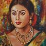 Portrait of Indian Lady in Saree - 9 Painting by Mahua Pal | Saatchi Art