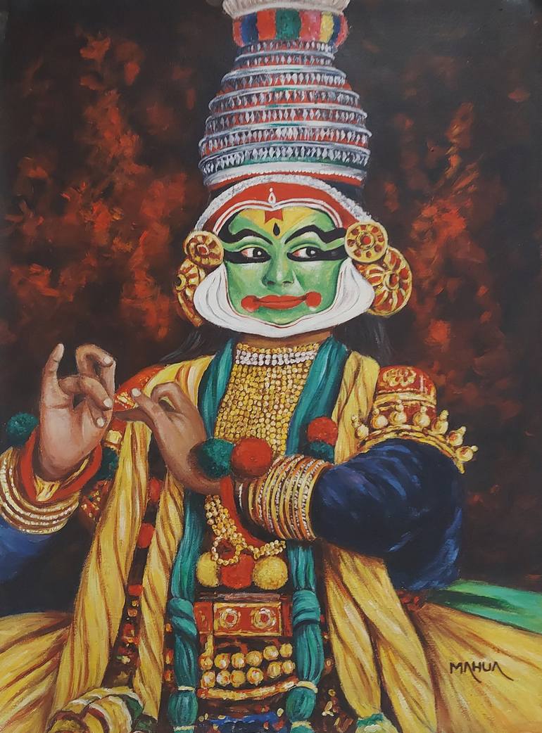 Kathakali 3 - Painted Face Painting by Mahua Pal | Saatchi Art