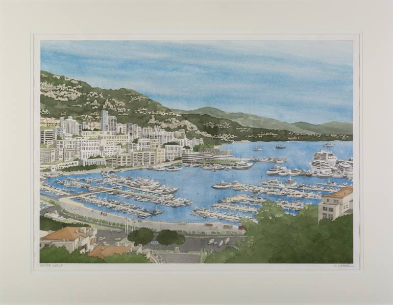 Monte Carlo Harbor Painting by Charles Cassell | Saatchi Art