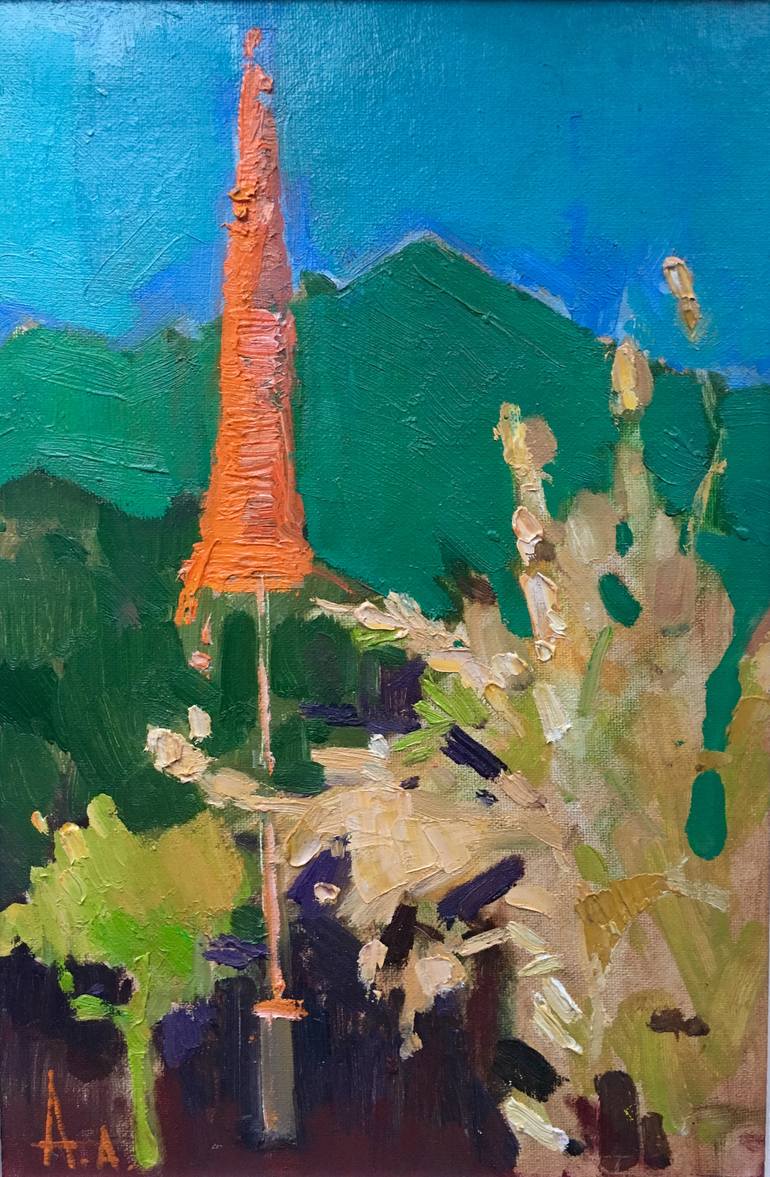 Orange umbrella Painting by Anna Abidina | Saatchi Art